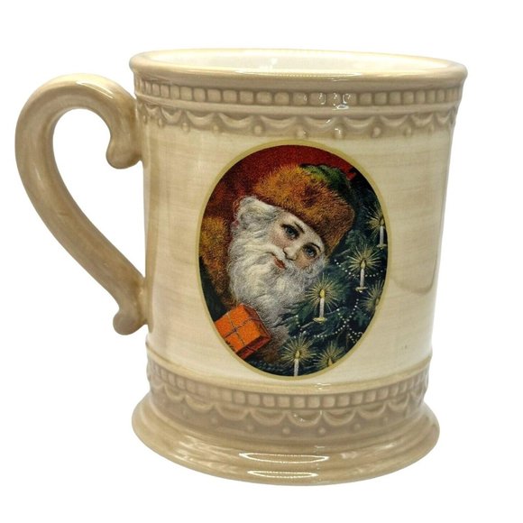Circa 1900 | Dining | Circa 90 Mug Demdaco Embossed Vintage Santa Cream ...